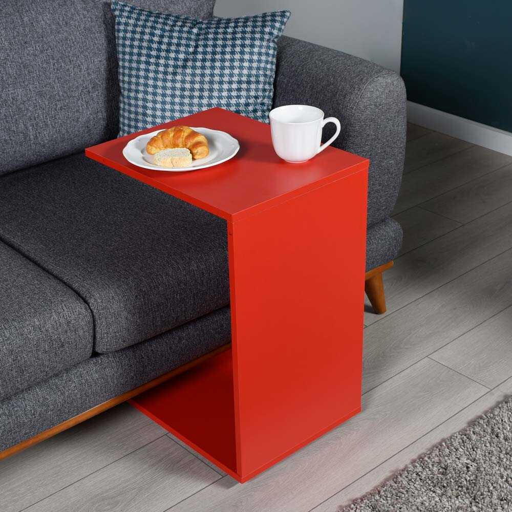 Çok Amaçlı Tekerlekli C Koltuk Sehpası-Kırmızı 35x62x45 cm (GxYxD ...